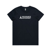 A - Dark Navy Women's Maple T with large Logo Insurance Advisernet